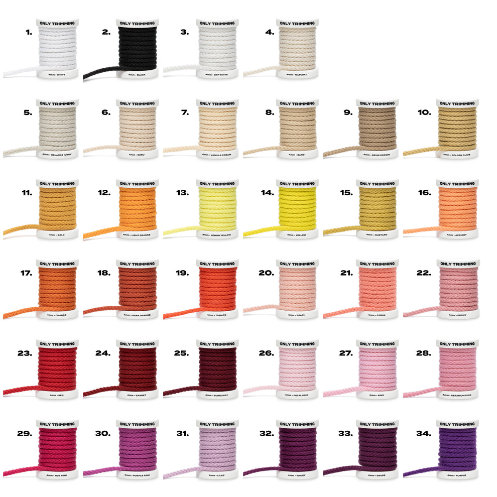 4mm 3/16 Inch Drawstring Braided Soft Cotton Cord Rope – ONLY TRIMMING